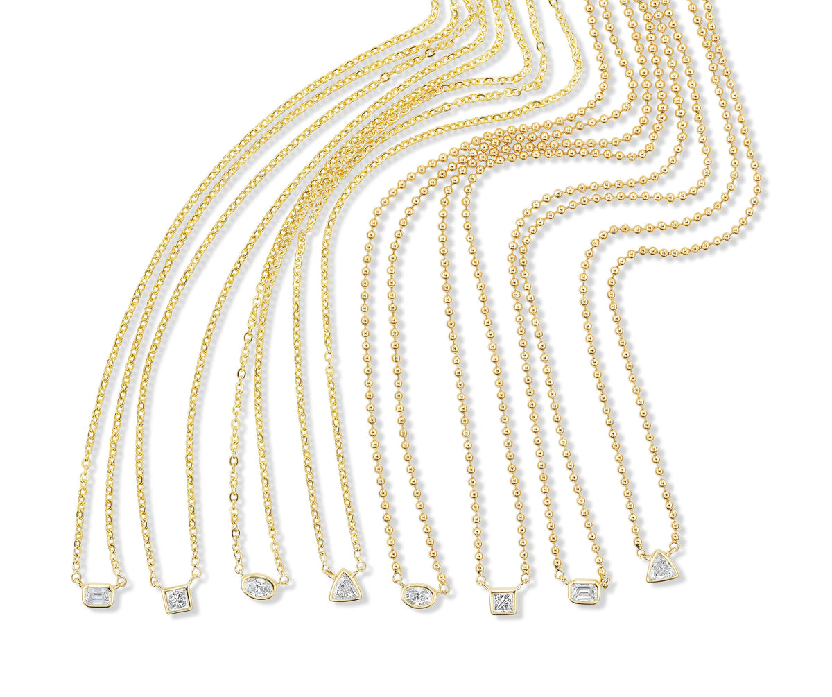 Solitaire Caviar Chain Necklace- Oval Cut – Emily Weld Collins